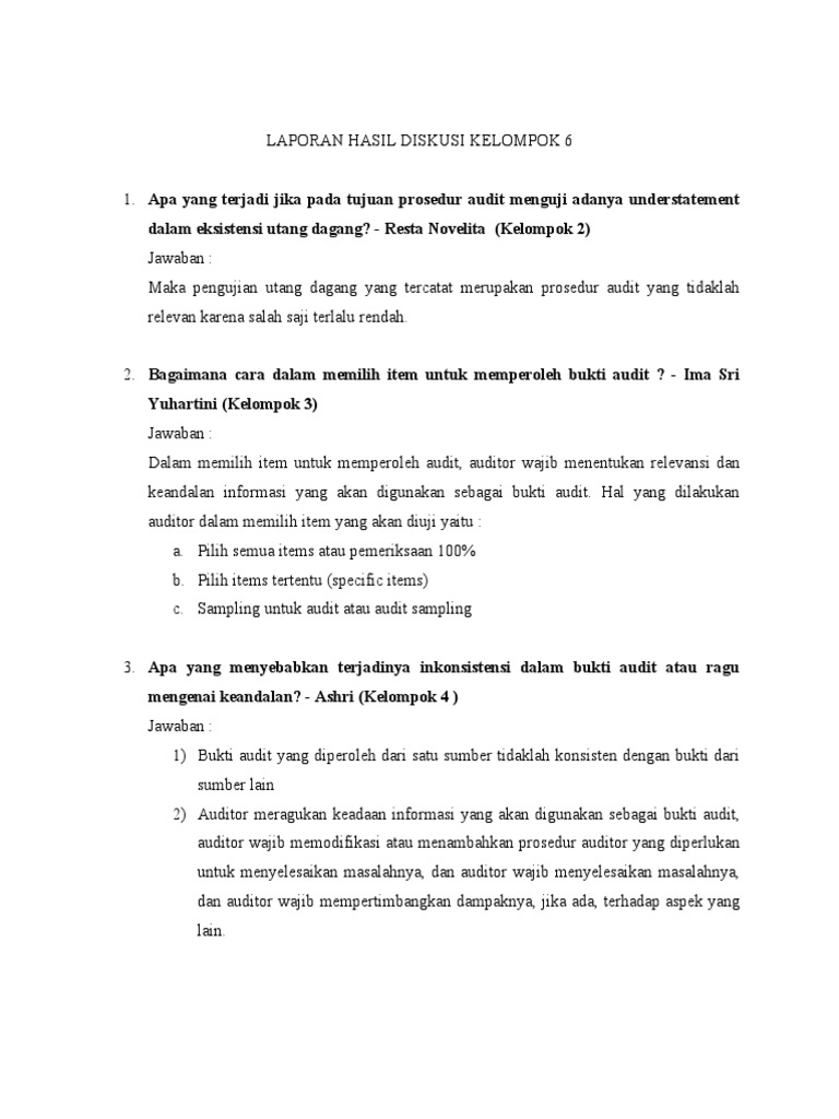 Laporan Hasil Diskusi Kelompok 6 | PDF