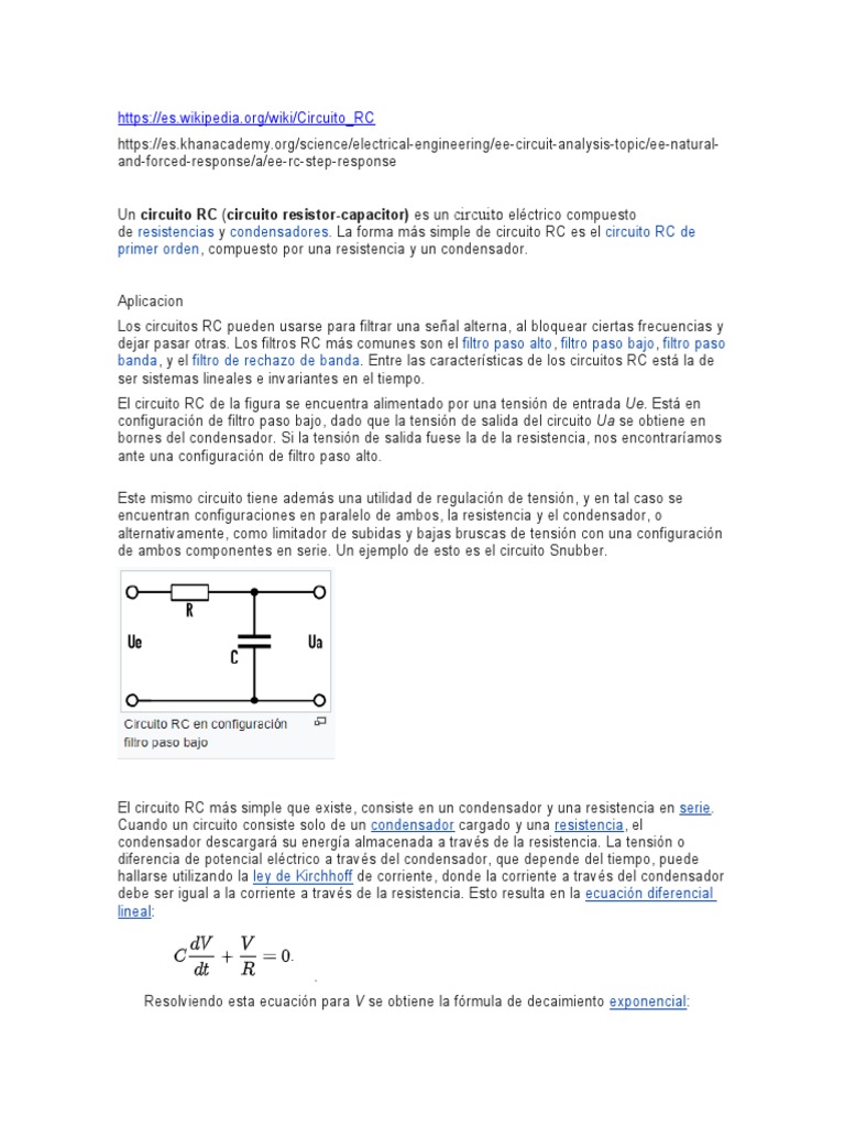 Circuito RC | PDF | Fuerza | Ingenieria Eléctrica