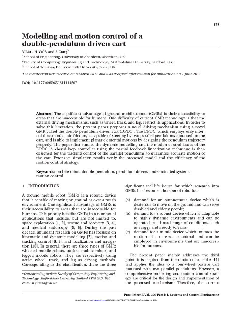 Modelling and Motion Control of A Double-Pendulum | PDF | Rotation ...