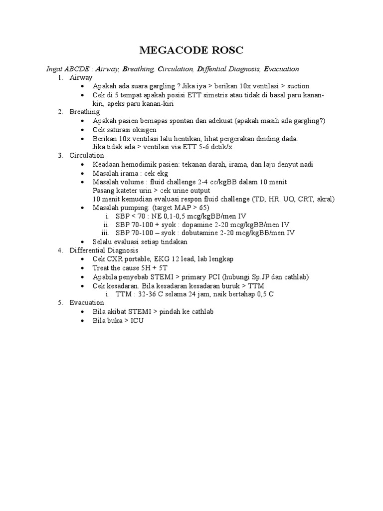 Catatan Megacode Acls | PDF | Sains & Matematika