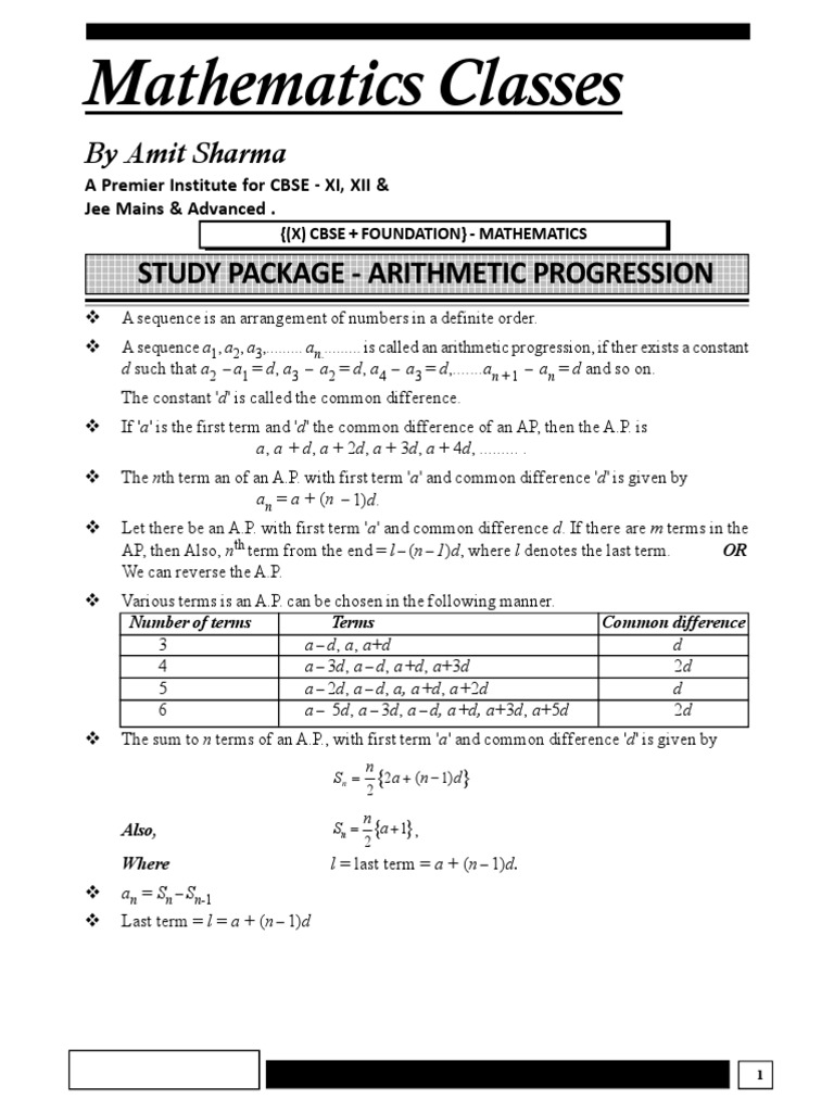 An In-Depth Guide to Arithmetic Progressions including Definition ...