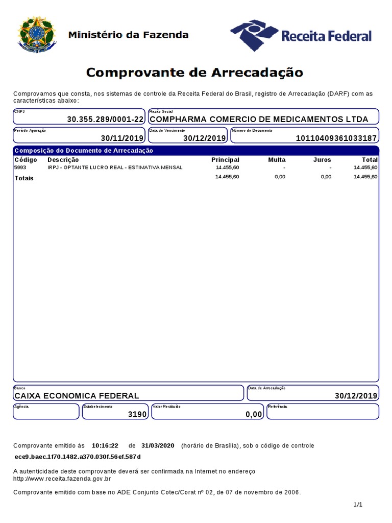Modelo Darf | PDF | Imposto de Renda