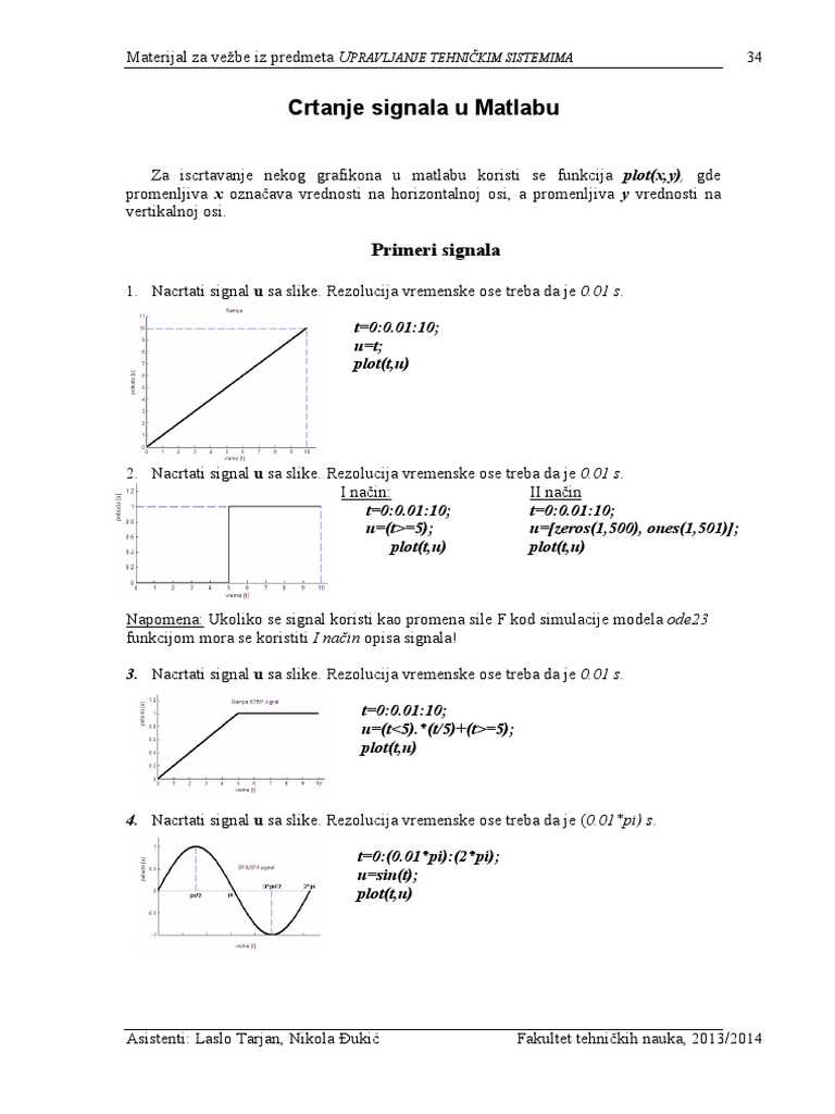 2 Crtanje Signala U Matlabu (2013-2014) | PDF