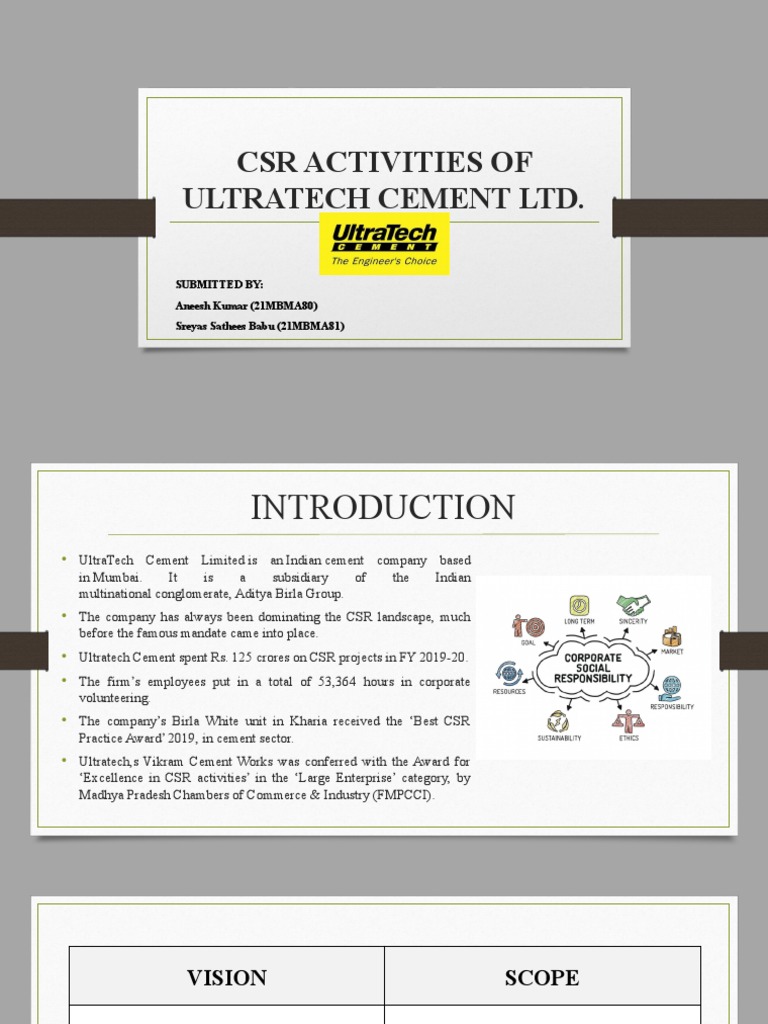 UltraTech Cement CSR Initiatives Overview | PDF | Corporate Social ...