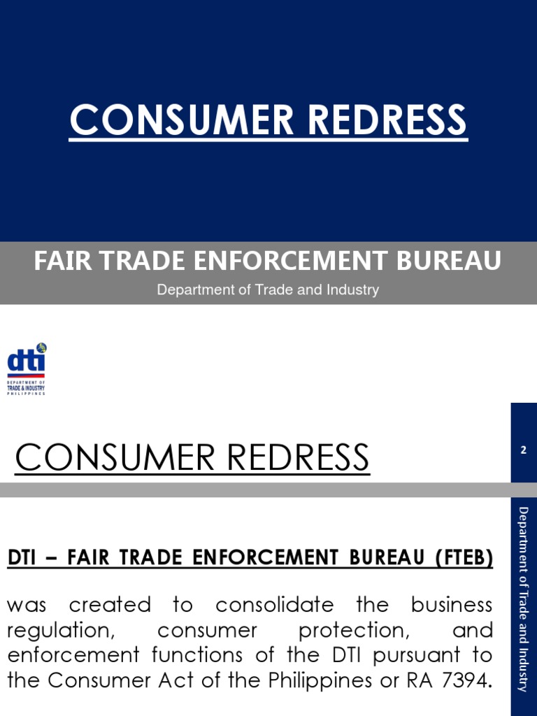 Consumer Redress: Fair Trade Enforcement Bureau | PDF | Payments | E ...