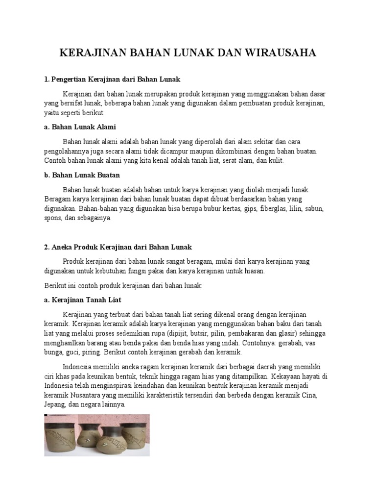 Kerajinan Bahan Lunak dan Fungsinya | PDF