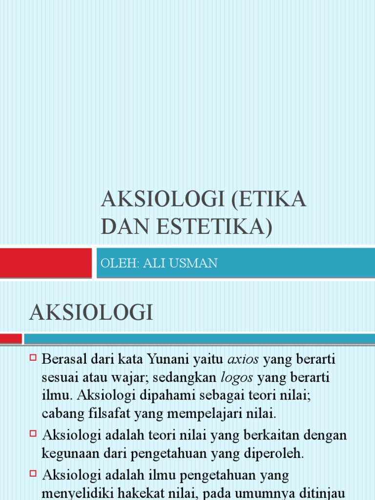 Aksiologi (Etika Dan Estetika) | PDF