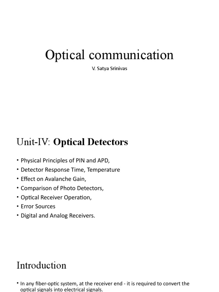 Unit IV Optical Detectors Ver4 | PDF | P–N Junction | Semiconductors