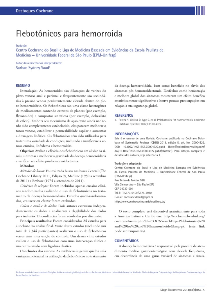 Flebotônicos para hemorroida | PDF | Hemorroida | Medicina Clínica