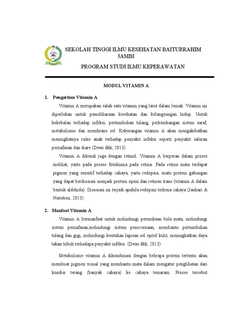 Fungsi dan Manfaat Vitamin A | PDF | Kesehatan Holistik | Sains ...