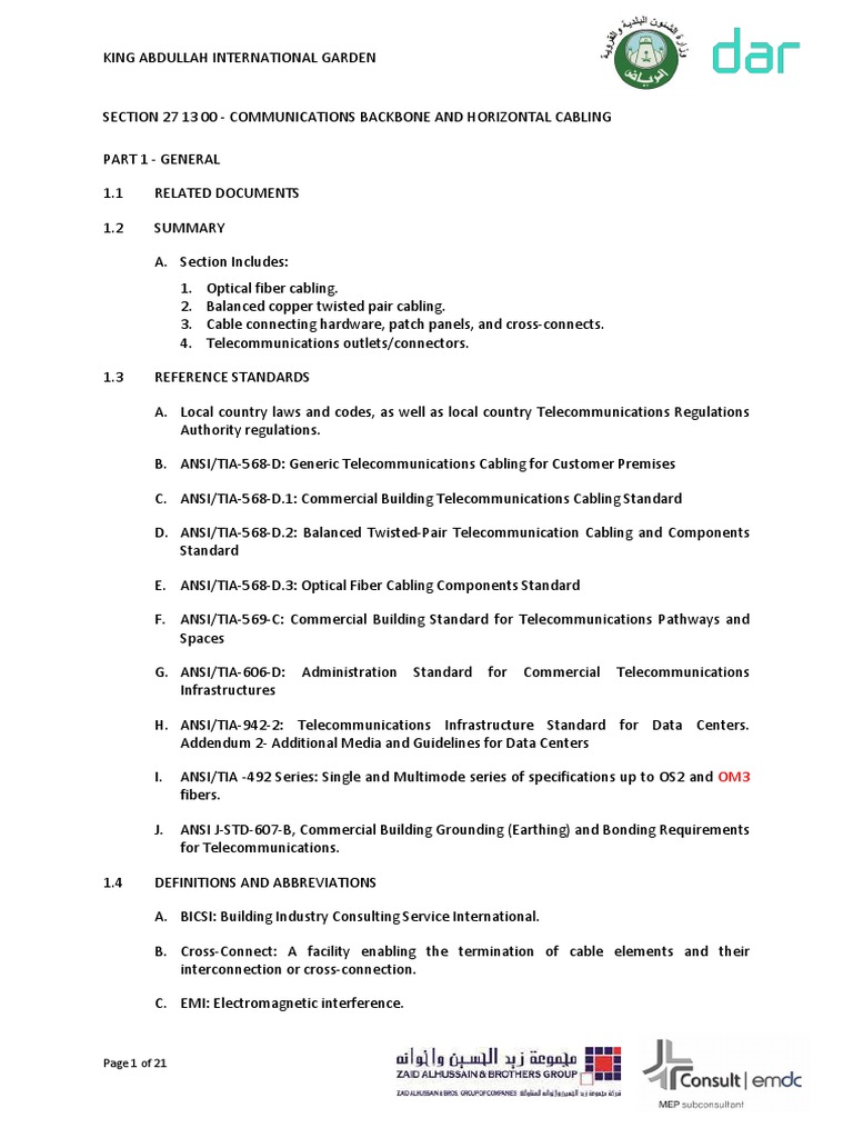 Communications Backbone and Horizontal Cabling | PDF | Optical Fiber ...