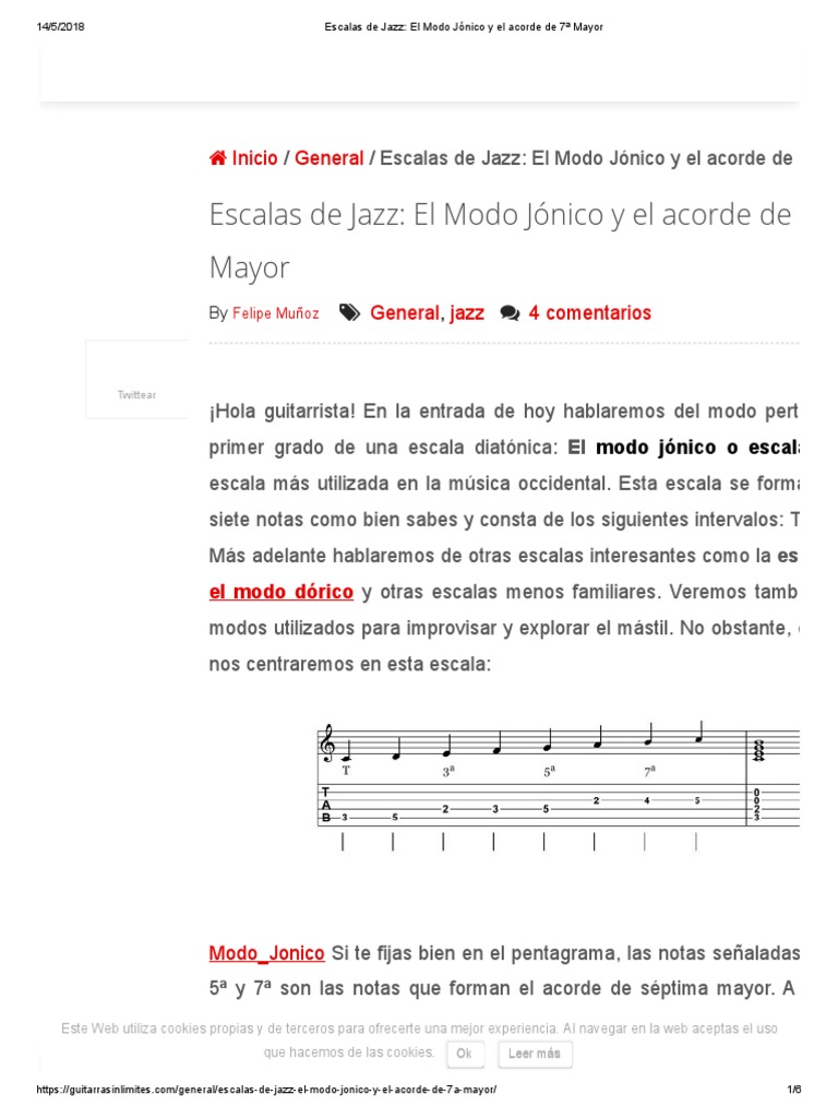 Escalas de Jazz - El Modo Jónico y El Acorde de 7 Mayor | PDF | Escala ...