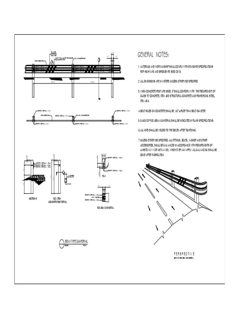 General Notes:: Beam Type Guardrail | PDF | Screw | Washer (Hardware)