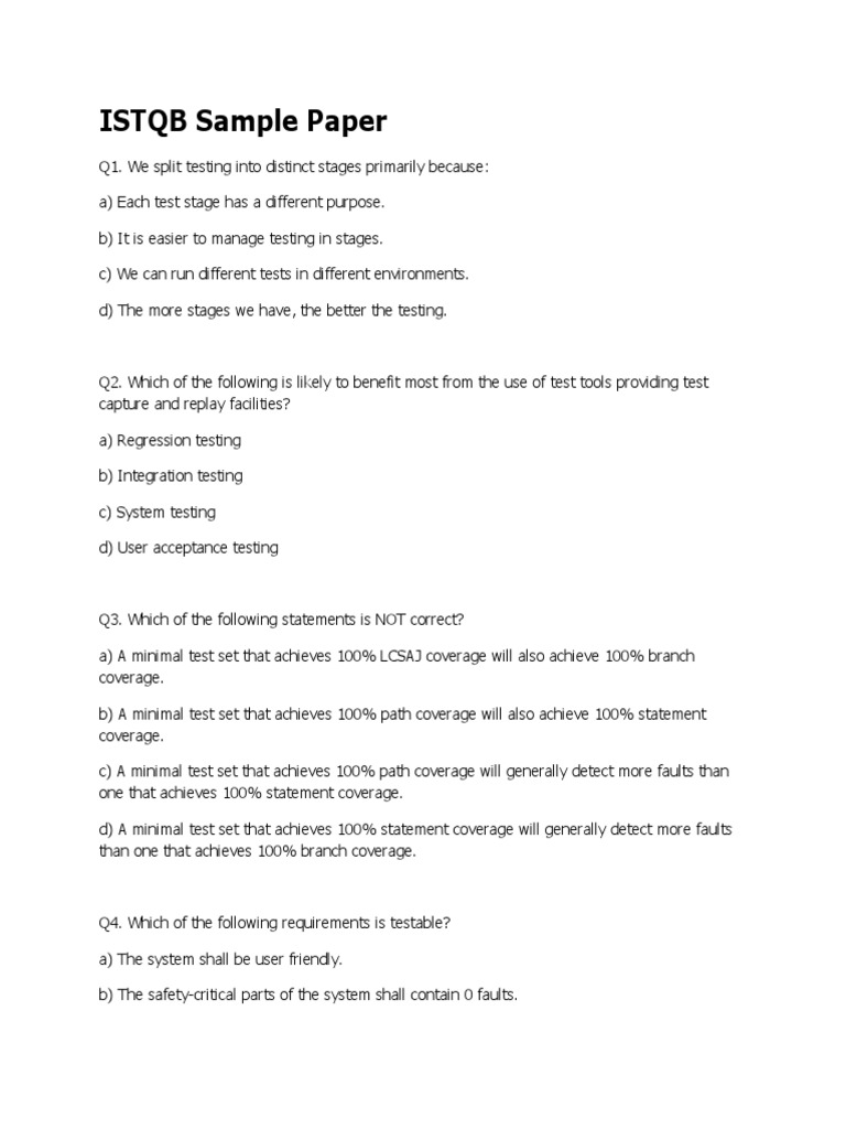 (WWW - Entrance-Exam - Net) - ISTQB Sample Paper 3 | PDF | Software ...