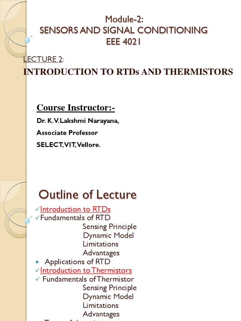 Module-2: Sensors and Signal Conditioning EEE 4021: Introduction To Rtds and Thermistors | PDF ...