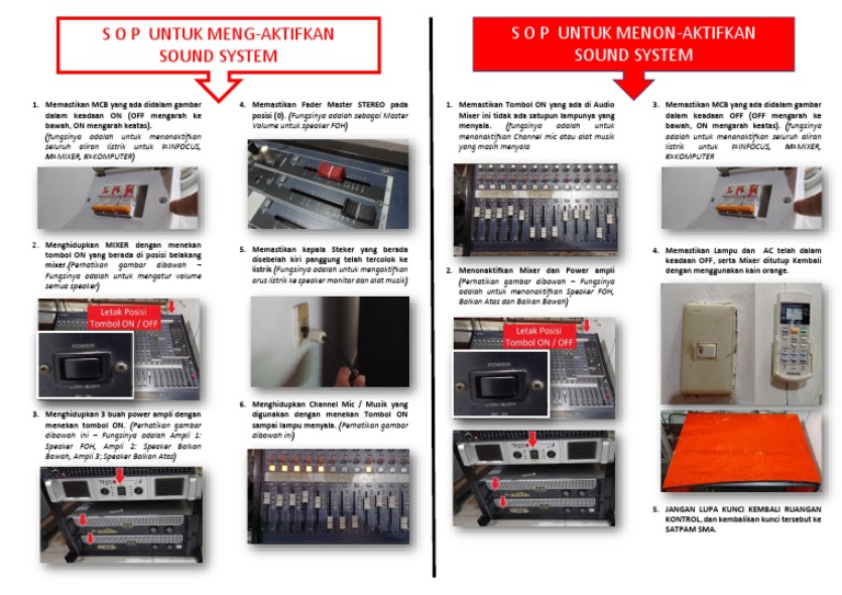 SOP Pengaktifan dan Penonaktifan Sound System | PDF