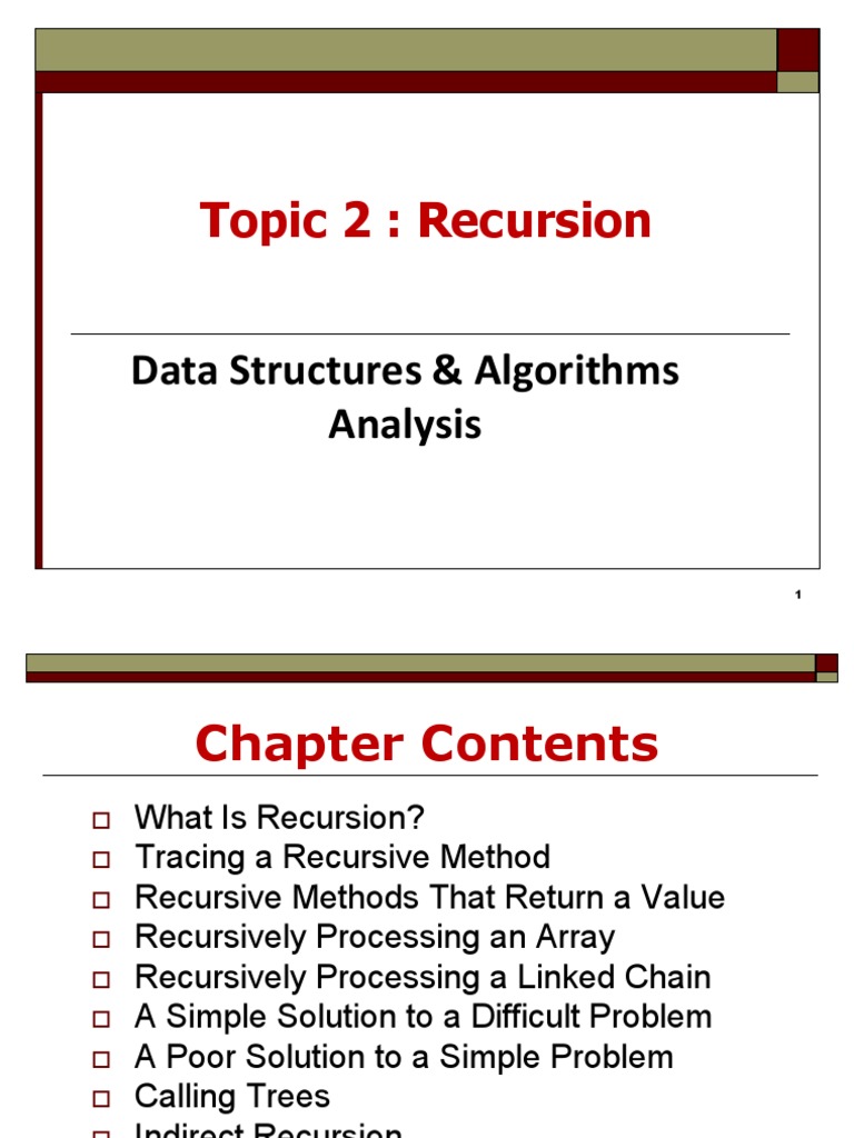 Topic 2 Recursion Data Structures And Algorithms Analysis Download