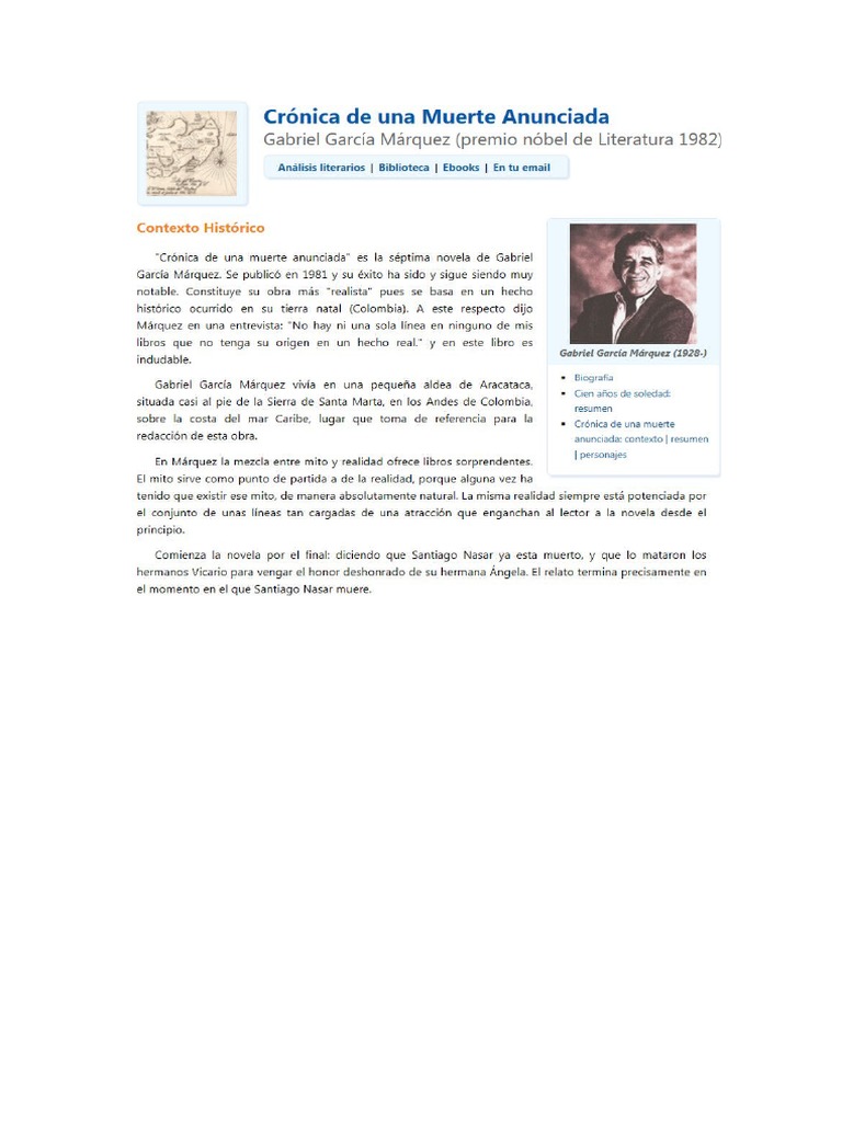 Crónica de Una Muerte Anunciada | PDF