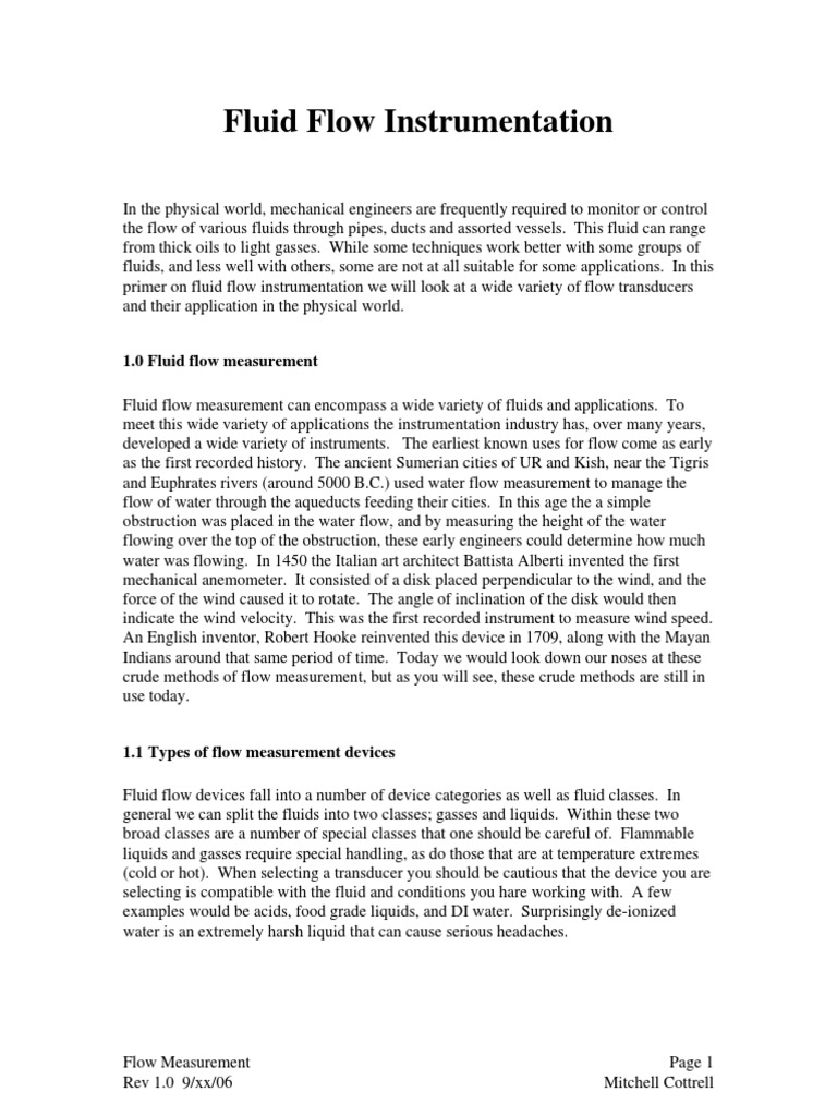 Fluid Flow | PDF | Flow Measurement | Fluid Dynamics