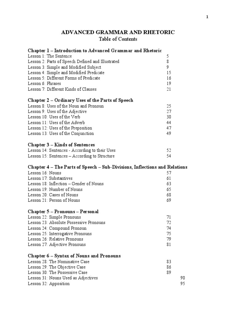 Advanced Grammer and Rhetoric - Docx Ok | PDF | Verb | Subject (Grammar)