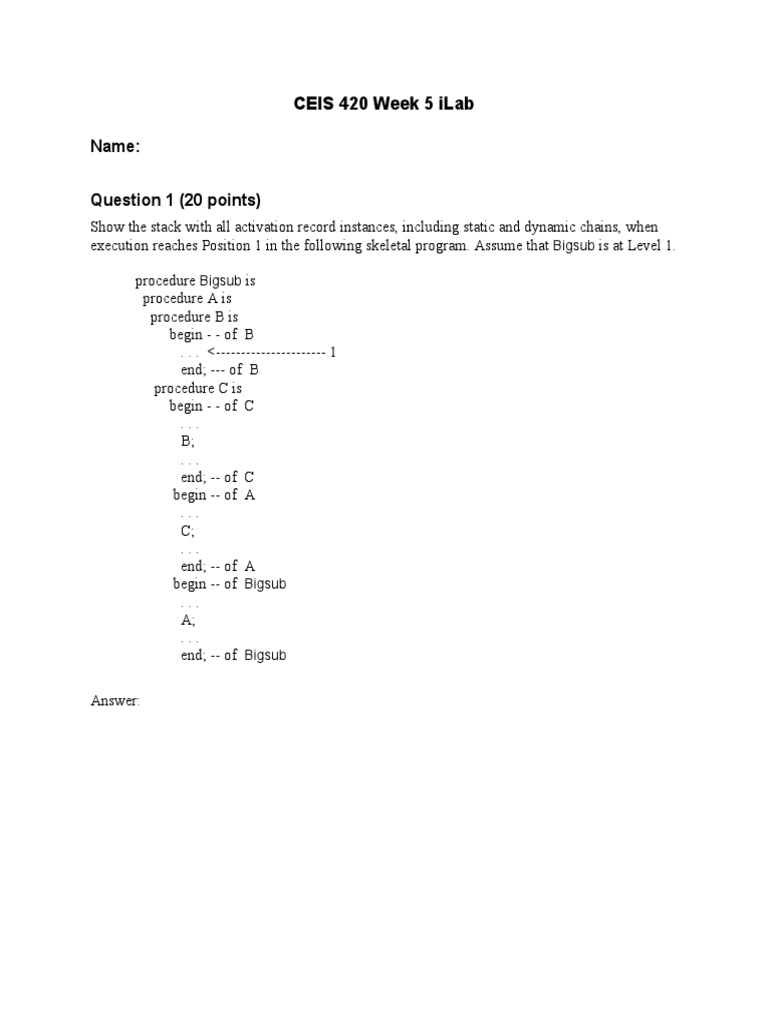 CEIS420 Week 5 ILab Solution | Download Free PDF | Subroutine | Pointer (Computer Programming)