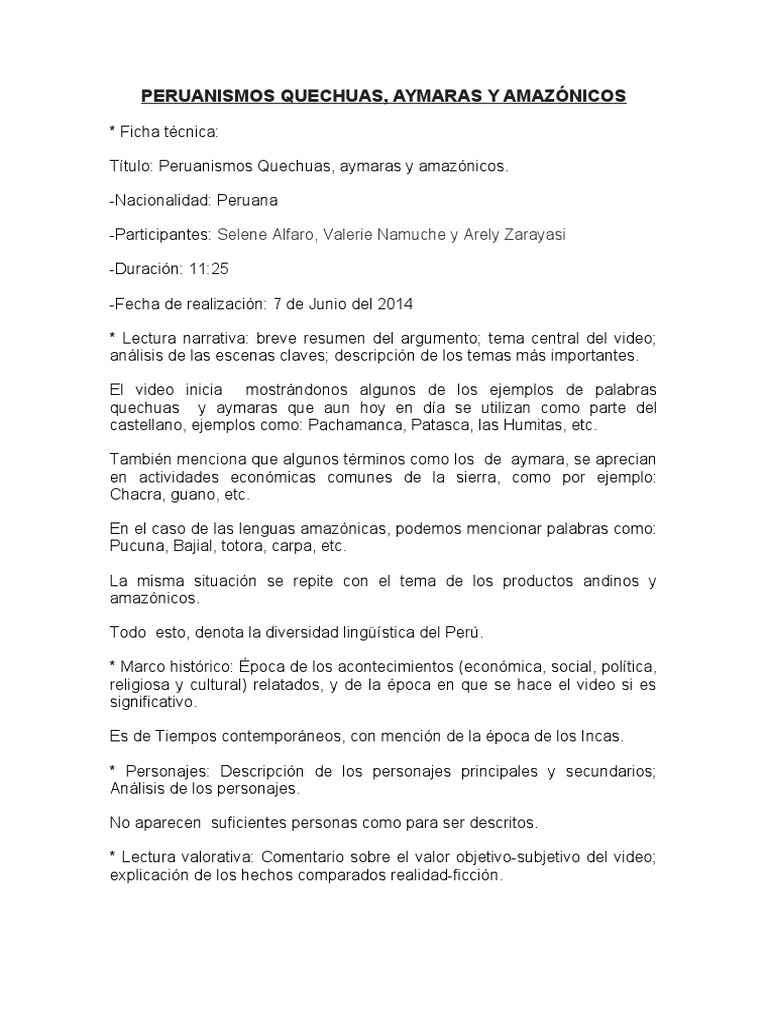 Peruanismos Quechuas | PDF