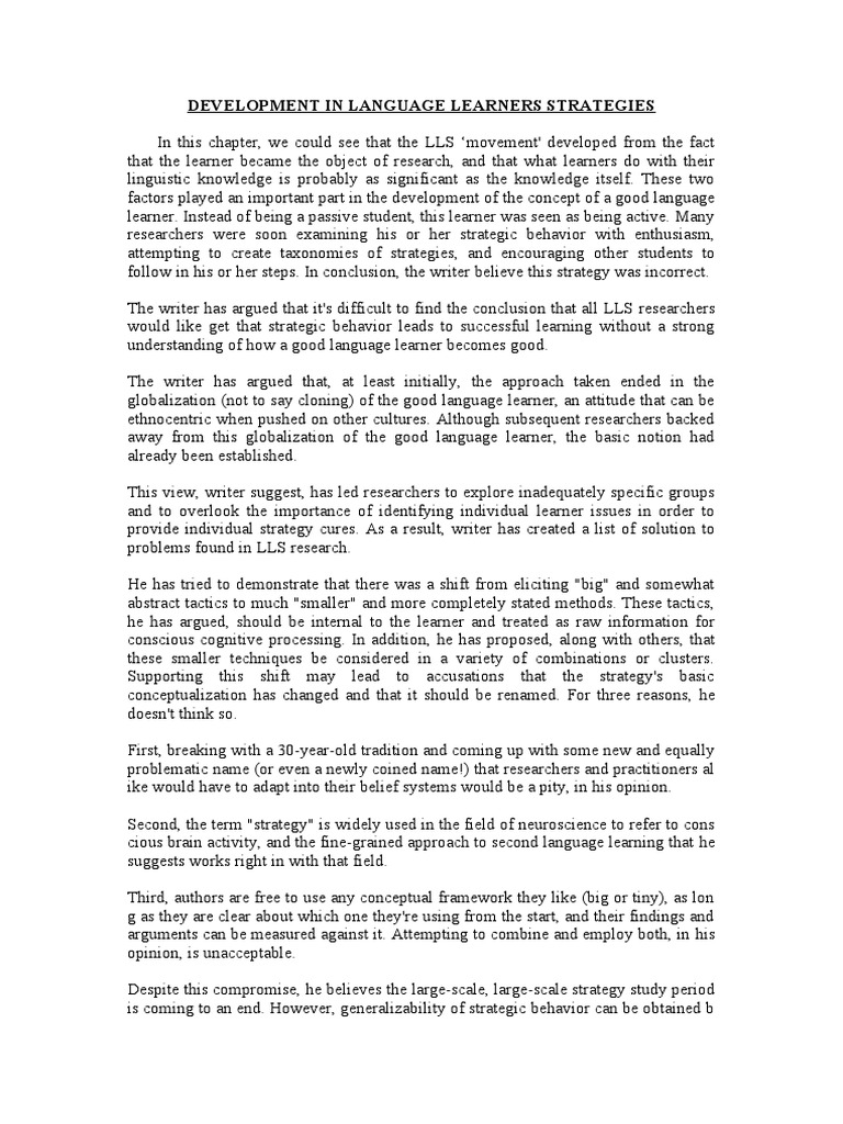 Reading Report of Week 3 (Developments in Language Learners Strategies ...