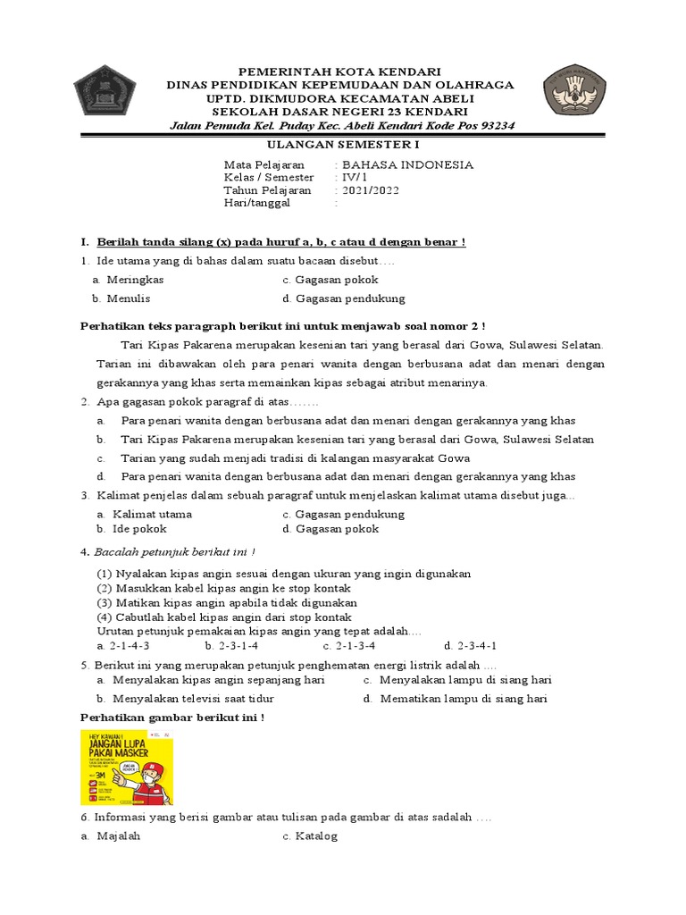 Soal Bahasa Indonesia | PDF | Seni & Disiplin Bahasa