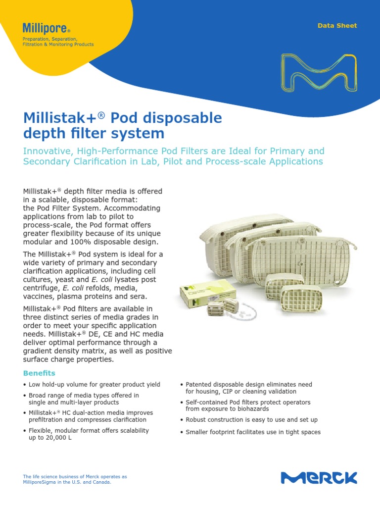 Millistak+ Pod Disposable Depth Filter System | PDF | Filtration ...