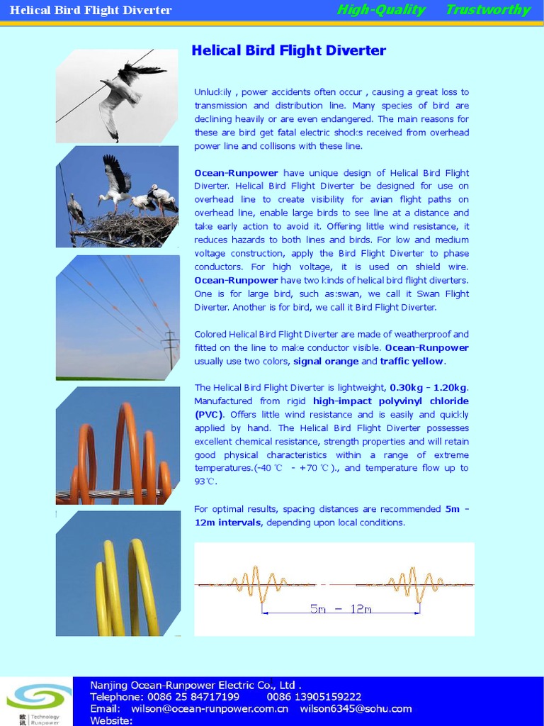 Bird Flight Diverter | PDF | Electrical Resistance And Conductance | Birds