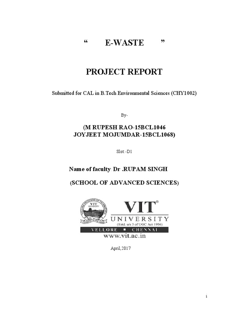 E-Waste Project Report | PDF | Electronic Waste | Recycling