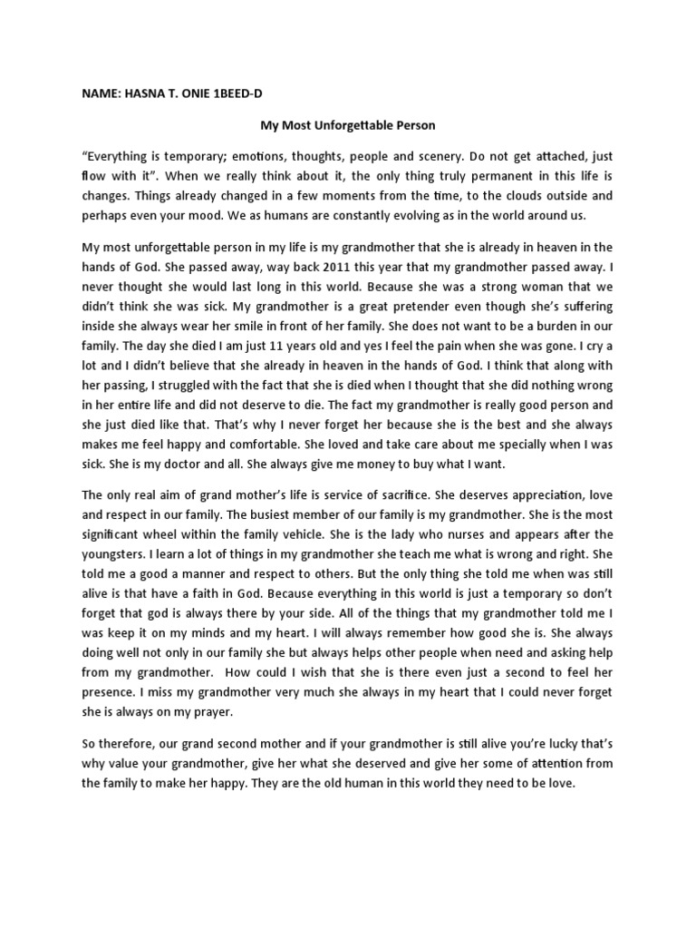 Essay My Most Unforgettable Person | PDF
