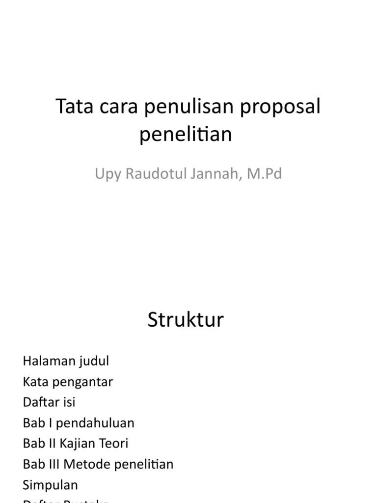 Tata Cara Penulisan Proposal Penelitian | PDF