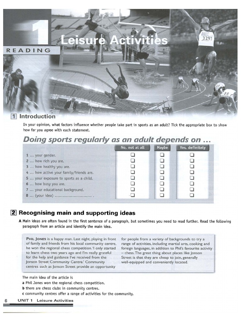 Unit 1-Leisure Activities (Workbook) | PDF