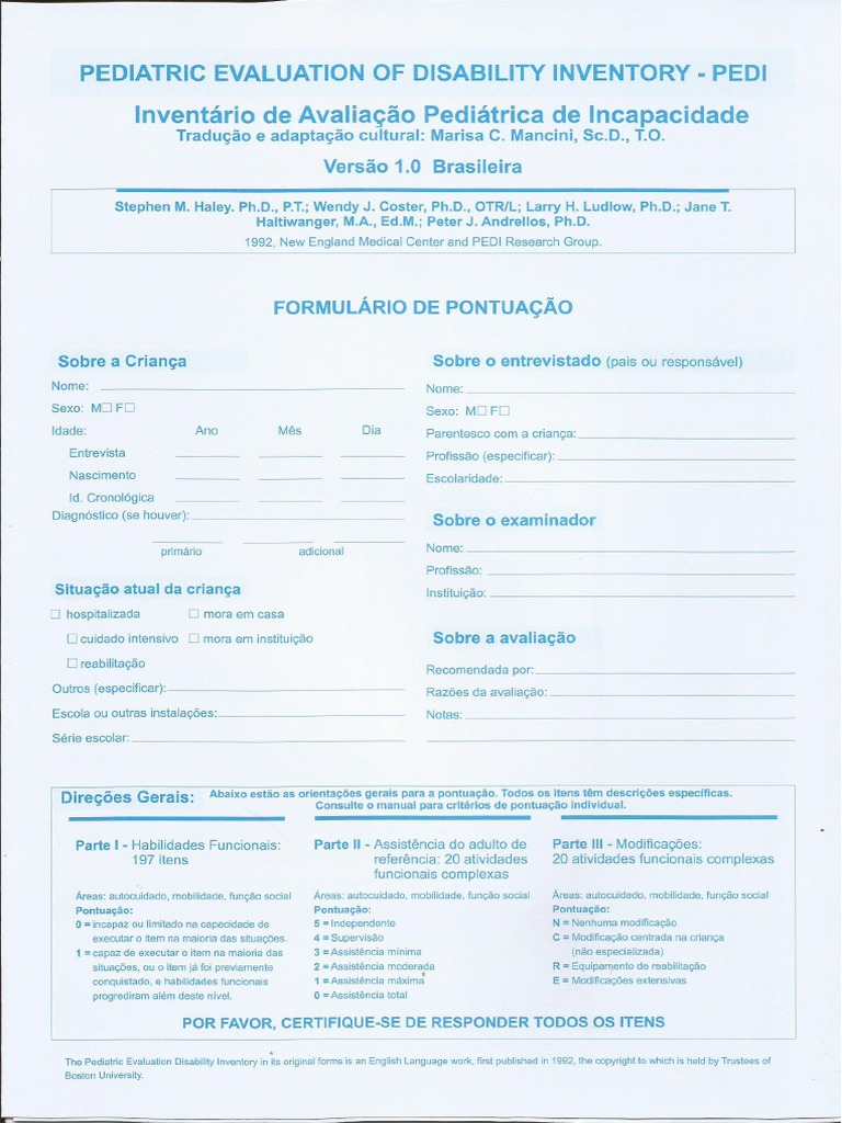PEDI Protocolo | PDF