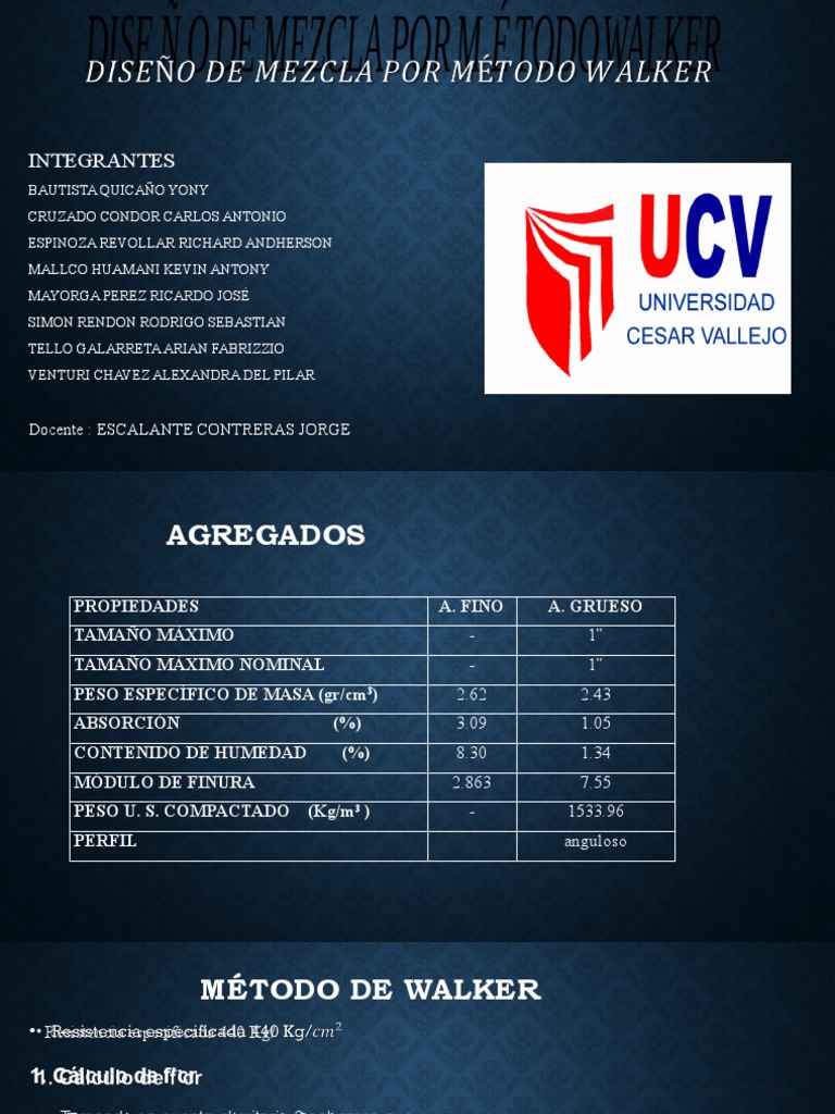 Diseño de Mezcla Por Metodo Walker | PDF | Hormigón | Construyendo ...
