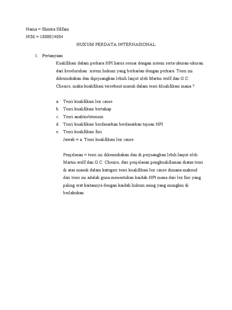 Shintia Sfifani - Tugas H.perdata Internasional | PDF