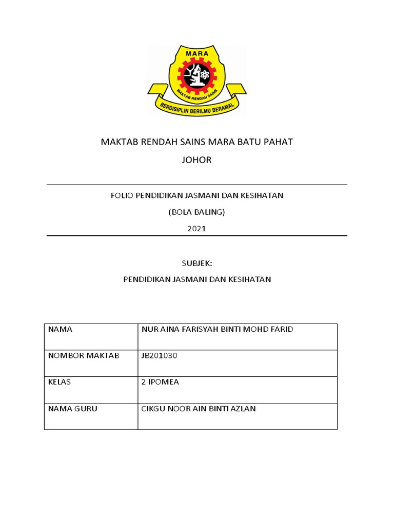 Folio PJPK - Nur Aina Farisyah Binti Mohd Farid 2 Ipomea | PDF