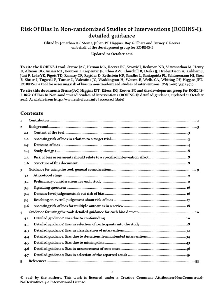 ROBINS-I Detailed Guidance | PDF | Randomized Controlled Trial ...
