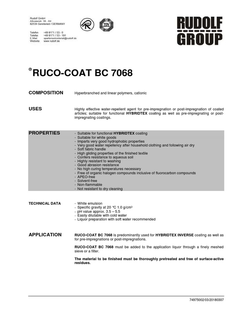 BC7068 E-Tds | PDF | Water | Textiles