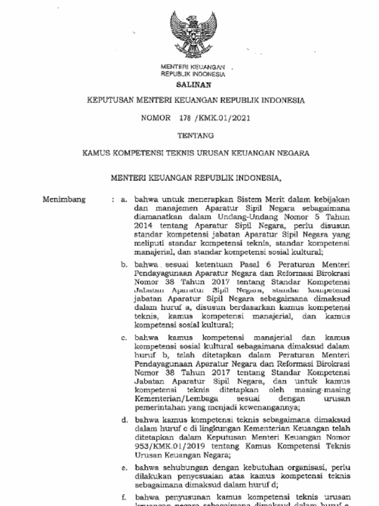 KMK-178 2021 Revisi Kamus Kemenkeu | PDF