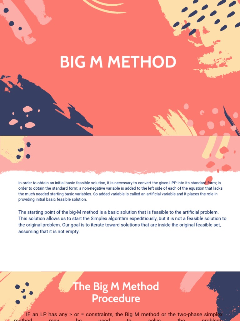 Understanding the Big M Method through Solving an Example Linear Programming Problem | PDF ...