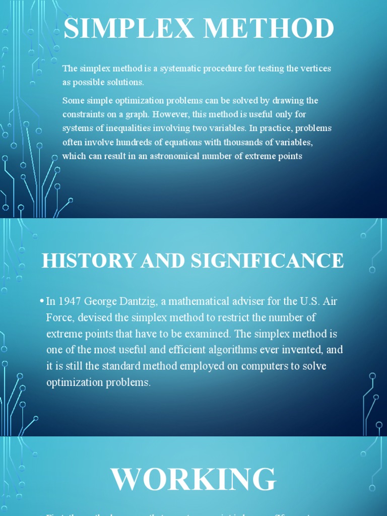 SIMPLEX METHOD - QTM Presentation | Download Free PDF | Mathematical Optimization | Mathematical ...