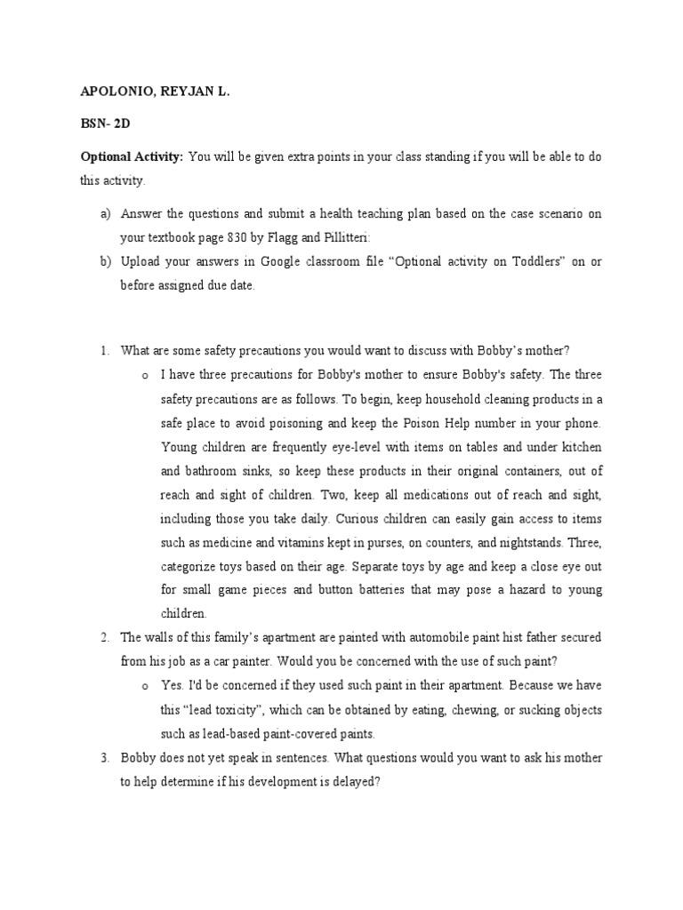 Optional Activity On Toddlers | PDF | Language Development | Conversation