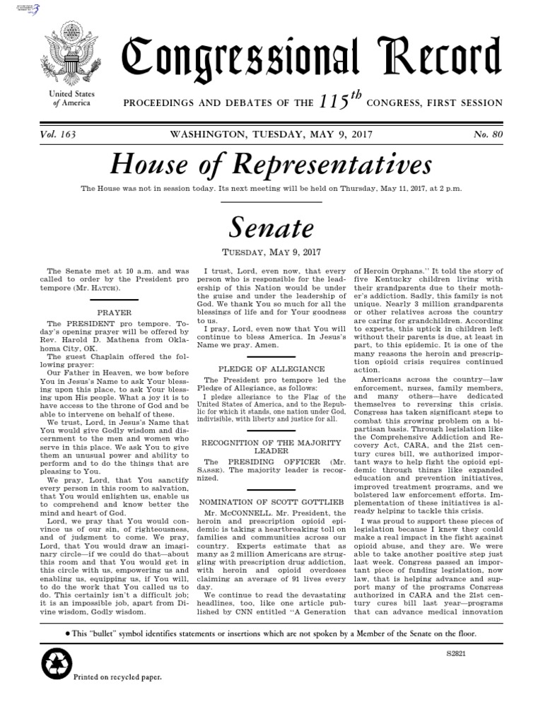 House of Representatives Senate: Congressional Record | PDF | Donald ...