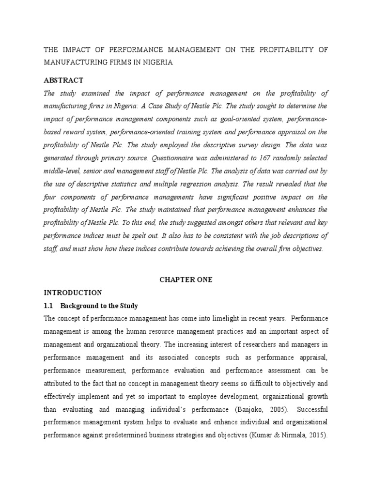 The Impact of Performance Management On The Profitability of ...