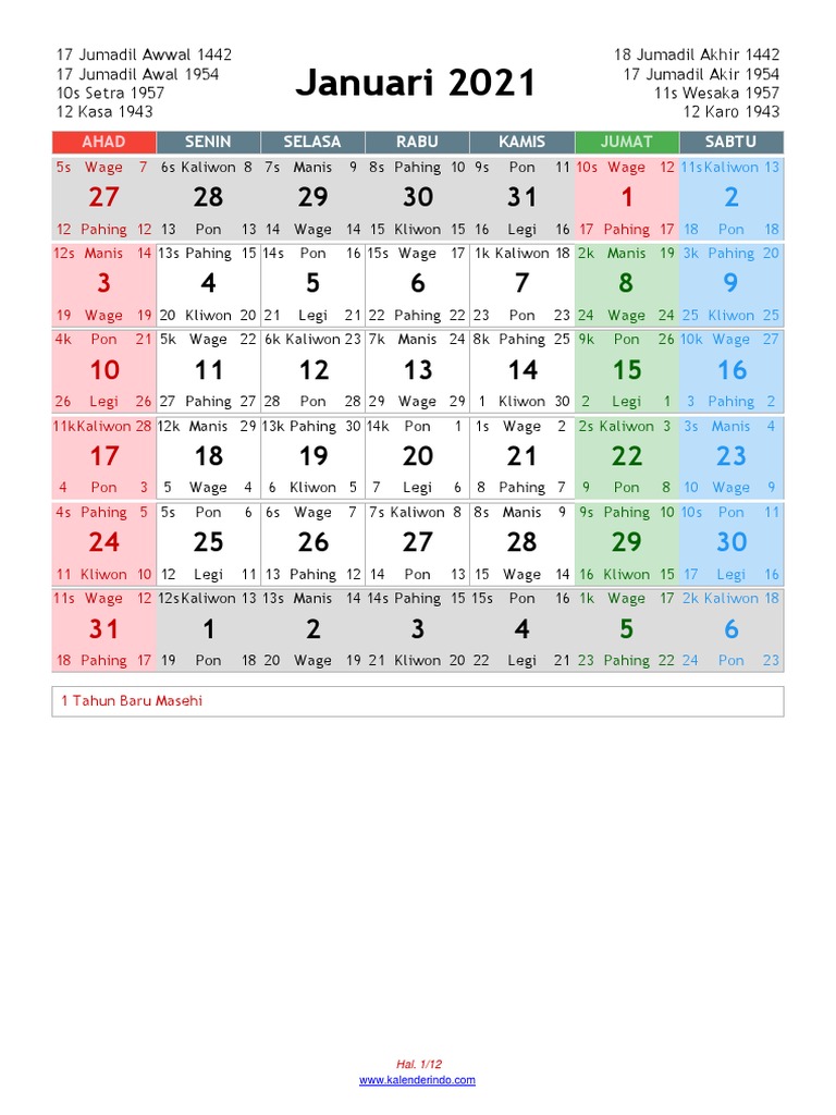 Kalender Indonesia 2021 | PDF | Java | Indonesia