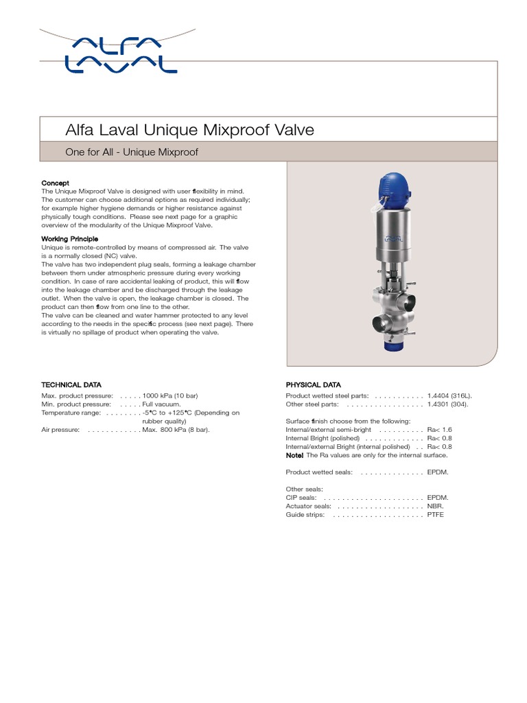 Unique Mixproof Valve | PDF | Valve | Pressure