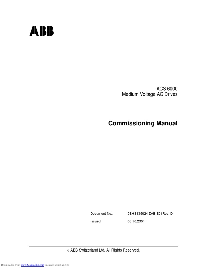 ACS 6000 Commissioning Manual Guide | PDF | Electrical Wiring | Transformer