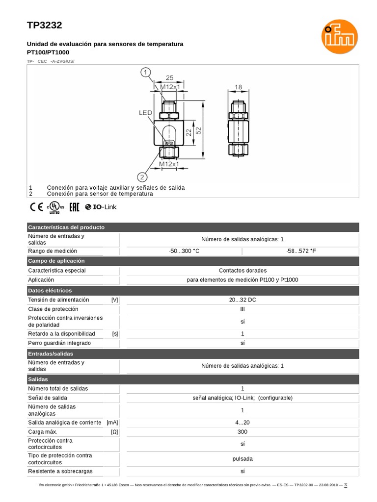 Unidad de evaluación TP3232 para sensores PT100/PT1000 | PDF ...